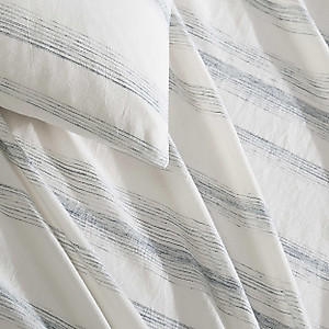 Calvin Klein - King Duvet Cover Set, Luxuriously Soft Bedding with Matching Shams, Striped Room Essentials (Strie Stripe Off White, King)