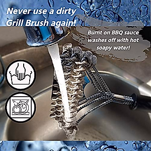 Grizzly Grilling Grill Brush and Scraper - Bristle Free Stainless Steel BBQ Cleaning Tool - No Wire Scrubber Best for Gas/Charcoal/Porcelain Grill Grates - Safe Barbeque Accessories
