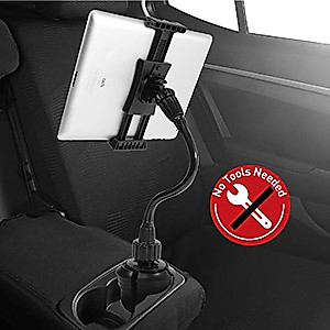 Cup Holder Tablet Mount, Macally iPad Cup Holder Car Mount - 12" Flexible Gooseneck iPad Car Mount - Tablet Holder for Truck, Car, and Vehicle - iPad Stand for Car - For Pro / Air / Mini, Smartphones