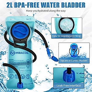 Hydration Pack Hiking Water Backpack - Miracol Insulated Water Bag with 2L Bladder Navy Blue