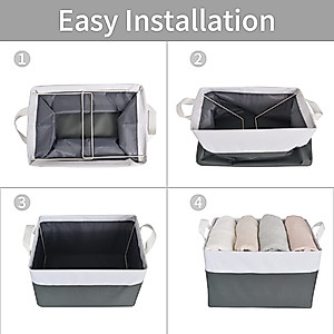 GRANNY SAYS Storage Bins for Shelves, Linen Closet Organizers and Storage Baskets Extra Large, Shelf Baskets with Metal Frame, Storage Boxes for Bedroom Wardrobe, White/Gray, 2-Pack