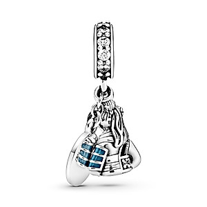 Pandora Disney Mulan sterling silver dangle with clear cubic zirconia, purple and green enamel