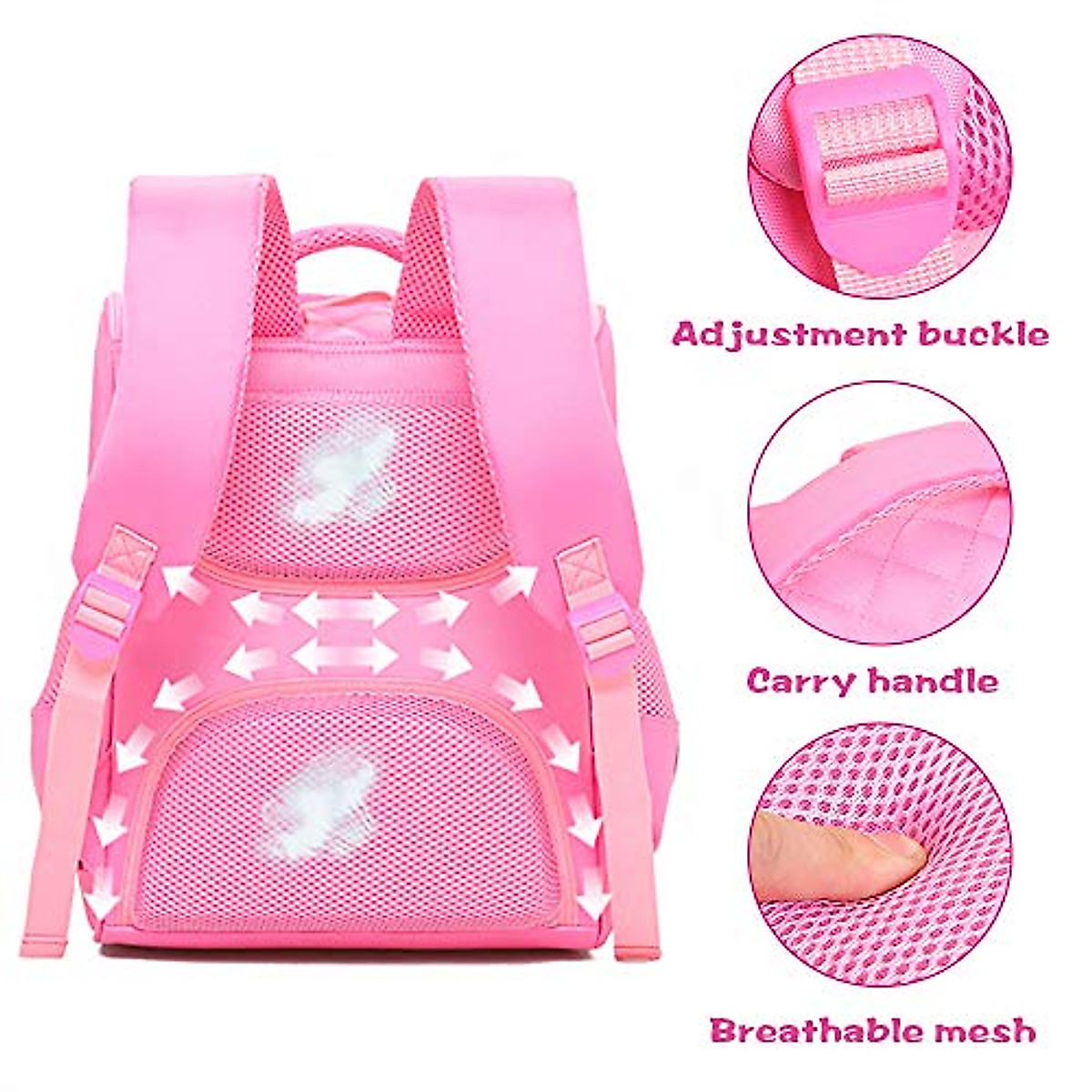 Proboths Cute Cat Face Girl's Bowknot School Backpack Kid's Bookbag Gift for Elementary Primary Student Pink