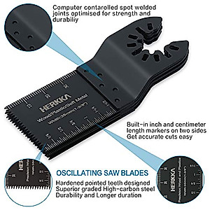 HERKKA 23 Metal Wood Oscillating Multitool Quick Release Saw Blades Compatible with Fein Multimaster Porter Cable Black & Decker Bosch Dremel Craftsman Ridgid Ryobi Makita Milwaukee Dewalt Rockwell