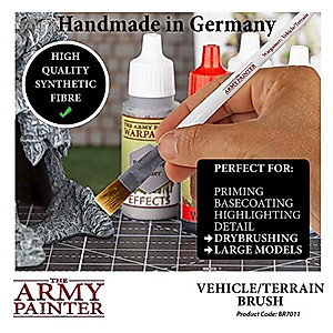 The Army Painter Wargamer: Vehicle & Terrain Scenery - Wargamer Brush Set with Synthetic Nylon Hair - Large Basecoat Brush for Wargames, Terrain Paint Brush for Miniature Painting & Drybrushing