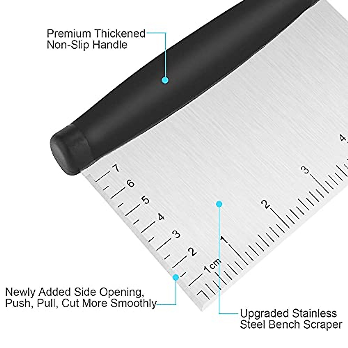 Bench Scraper, UUBAAR 1 PCS Dough Scraper Tool Kitchen Scraper, Multi-Purpose Stainless Steel Food Scraper Chopper, 6-Inch Bench Knife for Baking Cooking, Dough Cutter with Contoured Grip