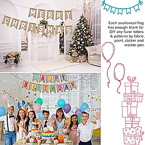 DIY Burlap Banner Kit with Letters, 48 Pcs Burlap Banner 30ft Swallowtail Flag with 36 Letter Number Stencil Customized Banner Kit for Birthday Wedding Holidays Party Decorations