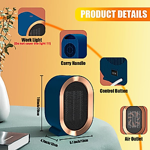 BZGG Space Heater, Electric Heater for Indoor Use, Small Portable Heaters for Office Patio Garage Home Use, Mini Desk Ceramic Heaters with Overheat & Tip-Over Protection