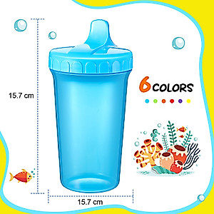 Mifoci 10 oz Sippy Cups for Toddlers Reusable No Spill Cups with Lids Toddler Baby Feeding Supplies, Dishwasher, Microwave Safe, 6 Colors(12)