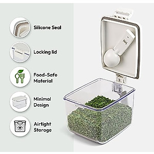 carrotez 2 Pack Airtight Spice Containers with Labels and Spoons, Food Storage Containers for Herbs, Coffee, Seasoning Organization, BPA free - White