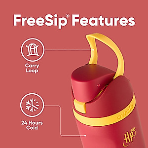 Owala Harry Potter FreeSip Insulated Stainless Steel Water Bottle with Straw, BPA-Free Sports Water Bottle, Great for Travel, 24 Oz, Gryffindor