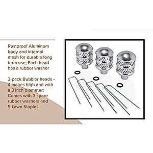 PATSONᵀᴹ 3 Pack Aluminum Bubbler Sprinkler Heads for Drip Irrigation Comes with 3 Spare Rubber Washers - Bubbler Dripper Bulb Gentle Watering System Soaker for use with Garden Hose