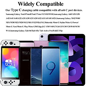 Led USB C Charging Cable 2 Packs 6FT Light Up Type C Charging Cord Fast USB C Charger Compatible with Samsung Galaxy S21 S20 S10 S9 S8 Note 20,LG V30 V20 G6 (6ft,Blue& Red)