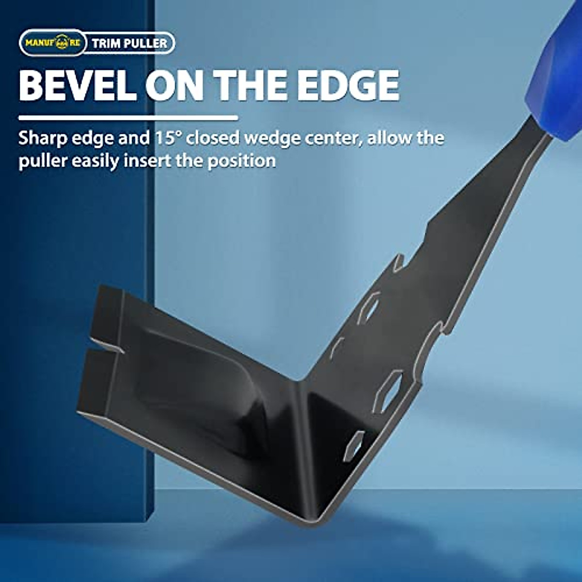 MANUFORE Trim Puller Pry Bar with Silicone handle and 1050 steel Multi-Tool Heavy Duty Tile Removal Tool for Removing Wood Floor, Baseboard, door casings, Tiles, Nail Pulling