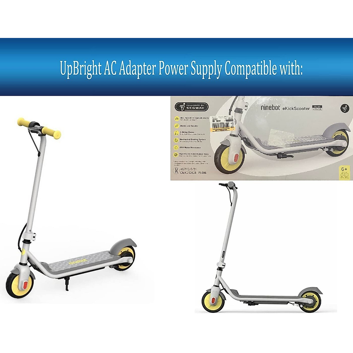 UpBright 25.2V AC/DC Adapter Compatible with Segway Ninebot Zing C8 C10 C20 E8 E10 E12 C Z Series ZINGC8 ZINGC10 ZINGC20 082-07-0012 21.6V Li-ion Battery eKickScooter Electric Scooter 24.2V Power