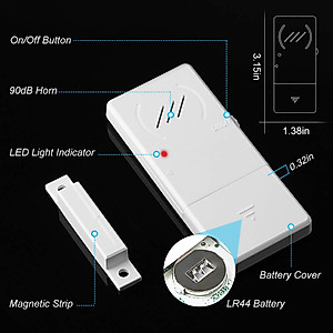 WSDCAM Refrigerator Door Alarm When Opened 60 Seconds Time Delay, 90dB Loud, Ultra-Slim Fridge Alarm Door Open Alarm, Freezer Door Alarm with Delay - 2 Pack