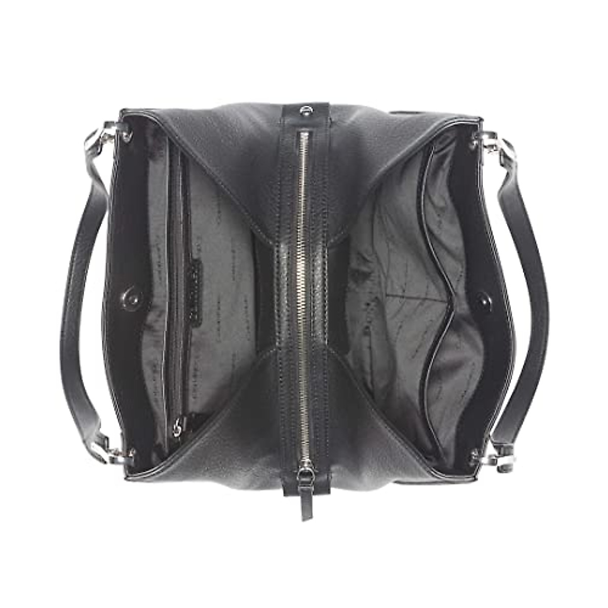 Calvin Klein Reyna Novelty Triple Compartment Shoulder Bag, Black/Silver Combo,One Size