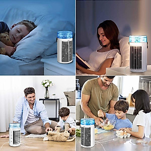 VOSAREA Portable Air Cooler 4 in 1 Mini Air Conditioner Fan Air Cooling Fan Air Misting Cooler for Room Office