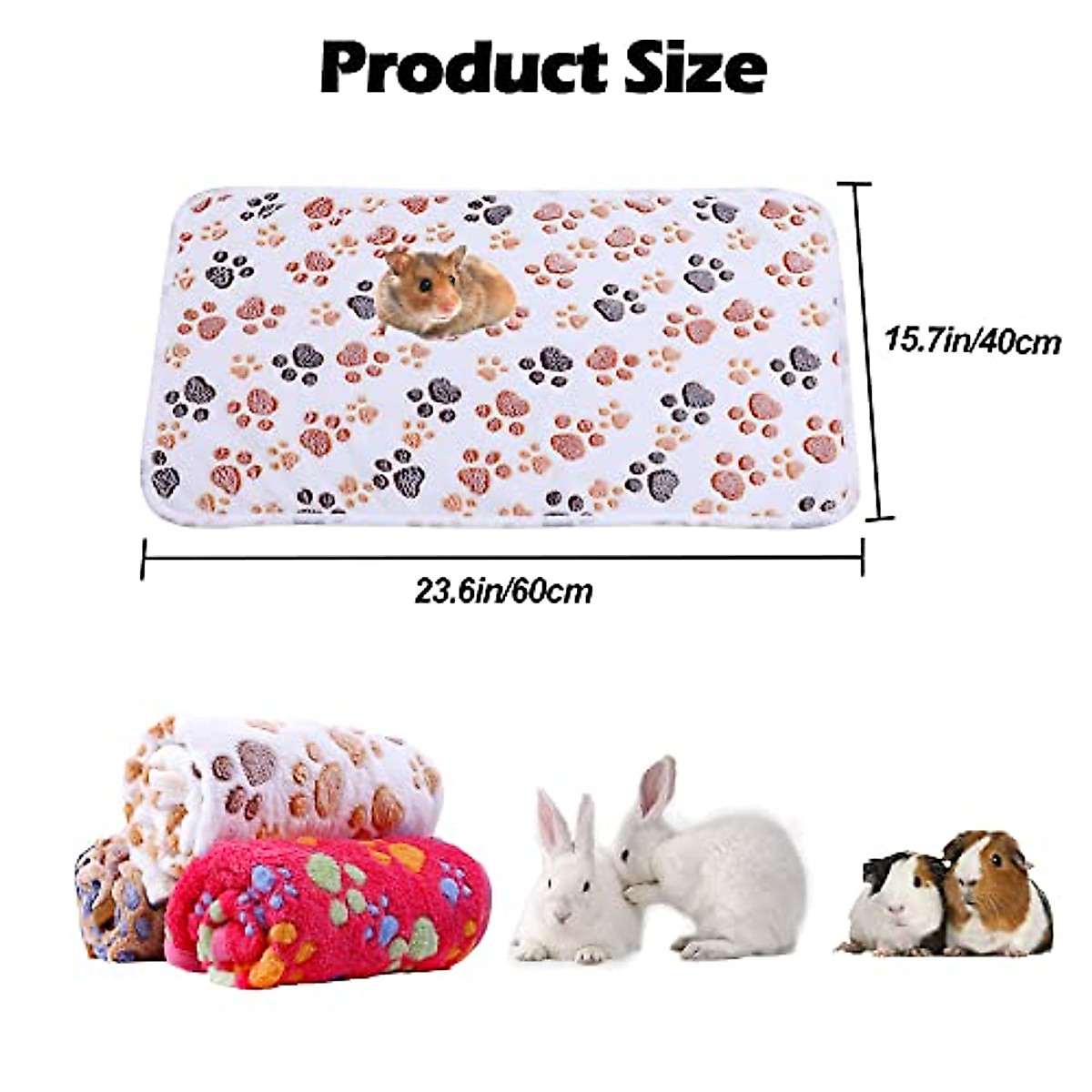 IAIGOGO Guinea Pig Blanket 3 Pack Small Animal Fleece Cage Liners Pet Warm Sleep Bedding Mat Hamster Carpet Bath Towel Quilt Cage Pad for Hamster Rabbit Ferrets Chinchillas