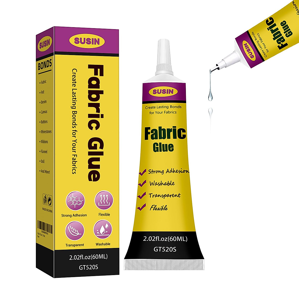 Strong Fabric Glue Permanent Clear - No Sew Fabric Glue for Clothing Washable