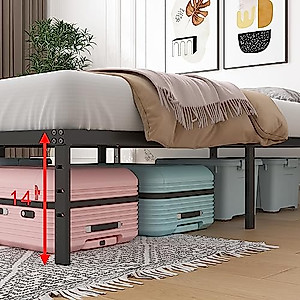 ALDRICH 14 Inch Metal Twin Bed Frame - Single Black Basic Anti Squeak Steel Slats Platform, Easy Assembly Heavy Duty Noise Free Bedframes, No Box Spring Needed