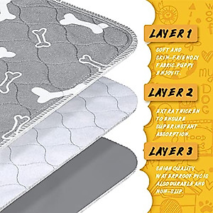 6pack Washable Pee Pads for Dogs 24 x 16 Inch Reusable Puppy Pads, High Urine Absorption Waterproof Puppy Pad Reusable Potty Pads for Dogs Whelping Potty Training