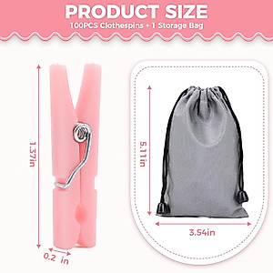100PCS Baby Shower Clothespins Games Girl Plastic Clothes Pin with Waterproof Bag Mini Pink Pin Bulk 1.37 inch for Party Decorations, DIY Crafts