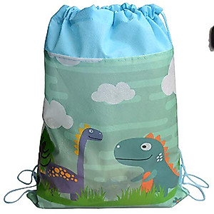 12 Dinosaur Draw String Pouch BACKPACK Bags, Party Bags, Dinosaur Goody Bags, Dinosaur Backpacks, Dino Carry-on Backpacks