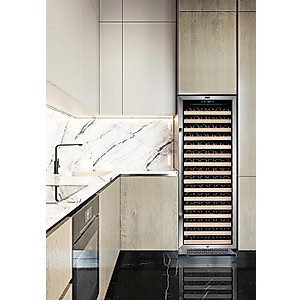 Whynter BWR-1662SD 166 Built-in or Freestanding Stainless Steel Compressor Large Capacity Wine Refrigerator Rack for Open LED Display, Black-166 Bottle, Black