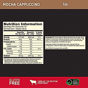 Optimum Nutrition Gold Standard 100% Whey Protein Powder, Mocha Cappuccino, 5 Pound (Packaging May Vary)