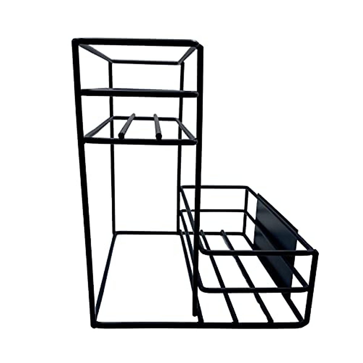 College Instruments Liquor Organizer Coffee Syrup Rack - Premium Wine Bottle Rack, bar Organizer Shelf Holder Syrup Stand Display for dressings, and Cocktail Mixers - 6 Bottle Capacity (Black)