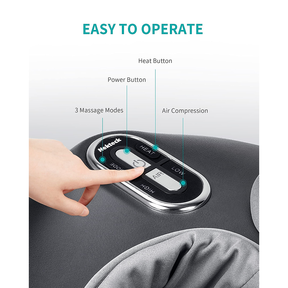 Nekteck Shiatsu Foot Massager Machine with Soothing Heat, Deep Kneading Therapy, Air Compression, Improve Blood Circulation and Foot Wellness,Relax for Home or Office Use(Gray)