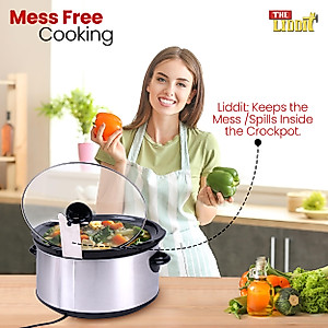 Liddit Crockpot Lid Holder Attachment, Slow Cooker Lid Holder Made Of Durable Material, Easy To Use Design, Multitasking Kitchen Tool, Space-Saving Design, Lid Holder While Cooking (Silver)