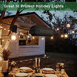 Flemoon [3 Pack] Outdoor Extension Cord Safety Cover with Waterproof Seal, Weatherproof Electrical Connection Box to Protect Outdoor Outlet, Plug, Socket, Christmas Holiday Decoration Light, Black