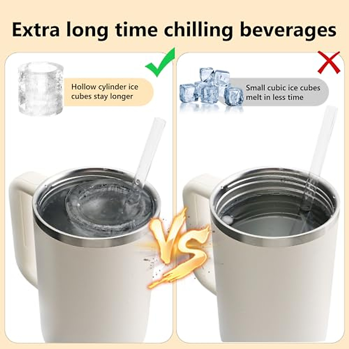 Ice Cube Tray For Stanley Cup 20-40oz,Silicone Hollow Cylinder Ice Mold With Lid And Bin for Tumbler,Ice Maker Freezer Accessories For Chilling Cocktails,Whiskey,Drinks,BPA Free (1Pack, Green)