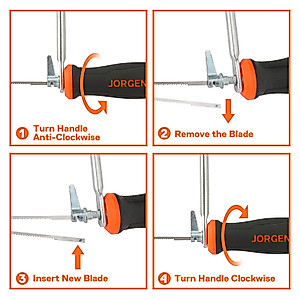 JORGENSEN Pro Coping Saw, Coping Frame and Extra 2pcs 6-1/2 Inch Replacement Blades Set for Woodworking, Plastic, Rubber, and Soft Metal Cutting