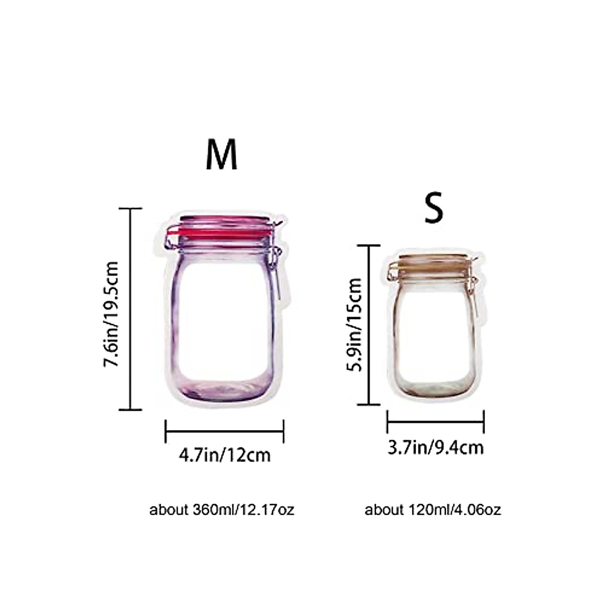 Enkrio 20 Mason Jar Bottles Bags Reusable Snack Bags Food Storage Bags Zipper Sealed Sandwich Bags Snack Storage Food Saver Bags for Nuts Cookies Freezer Safe