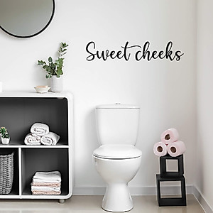 Vinyl Wall Art Decal - Sweet Cheeks - 6 x 30" - Trendy Cute Sarcastic Funny Joke Quote Sticker for Bedroom Closet Bathroom Office Business Store Coffee Shop Gym Restroom Decor (Black)
