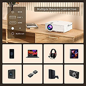 Projector Laptop Mini Projector 1080P Supported Home Outdoor Video Projector Computer, 5500 Lux 120" Display Movie Projector, Compatible with Phone, Computer, Laptop, USB, HDMI, VGA