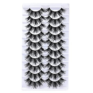 FARRED Fluffy Eyelashes 8D Faux Mink Lashes Wispy Eyelash Natural Look Short Fake Eye Lash Pack Full False Lash 10 Pairs (Z02|12-18MM)