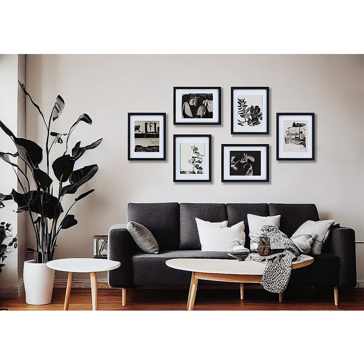 HEART ART 11x14 Picture Frame Set of 9,Display 11 x 14 Frame For 8x10 Picture Frame With Mat,11 by 14 Picture Frame For Wall,Gallery Wall Frame Set,Black