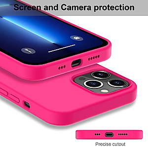 DEENAKIN Compatible with iPhone 13 Pro Max Case with Screen Protector,Soft Flexible Silicone Gel Rubber Bumper Cover,Slim Fit Shockproof Protective Phone Case for Women Girls 6.7" Hot Pink