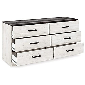 Signature Design by Ashley Shawburn 6 Drawer Dresser, Whitewash & Gray