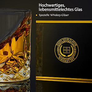 Old Fashioned Whiskey Glasses with Luxury Box, 10 Oz Rocks Glasses Barware for Scotch, Bourbon, Liquor and Cocktail Drinks - Set of 4