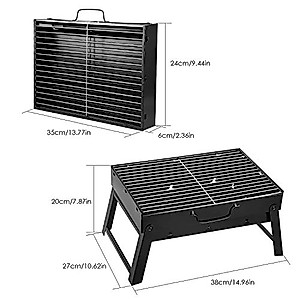 Folding Portable Barbecue Charcoal Grill, Barbecue Desk Tabletop Outdoor Stainless Steel Smoker BBQ for Outdoor Cooking Camping Picnics Beach (M1)