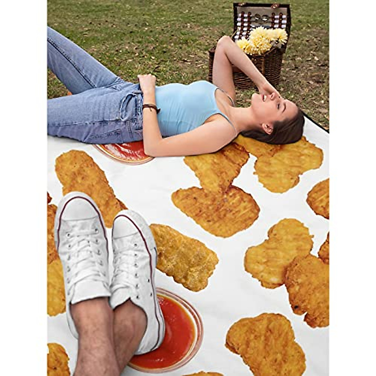 Chicken Nuggets Blanket Soft Fleece Flannel Throw Blanket Funny Gifts for Baby Micro Lightweight Warm Cozy for Bed Couch Living Room All Season (XS 40"x30" INCH for Pets/Dogs/Cats)