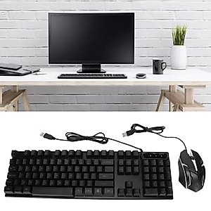 RGB Gaming Keyboard and Mouse Combo for PC,104 Keys Wired LED Backlit Keyboard,Injection Molded Floating Keycaps,Quick Response Gaming Mouse(Black)