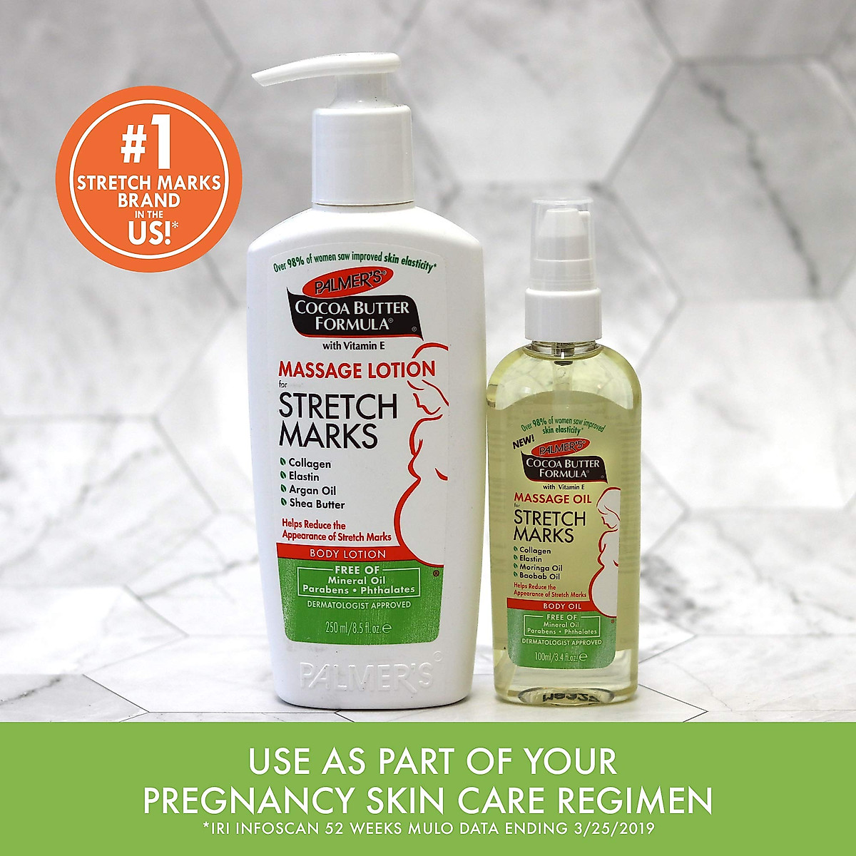 Palmer's Cocoa Butter Formula Massage Oil for Stretch Marks and Pregnancy Skincare, 3.4 Ounces