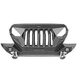 Hooke Road Mad Max Front Bumper Grill w/ 2X 18W LED Lights for 1997-2006 Jeep Wrangler TJ