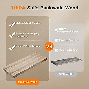 Amada Bathroom Shelves Over Toilet with Storage Basket, Floating Shelves Wall Shelves for Home Organization & Wall Decor, Bathroom/Kitchen/Living Room Shelves–Natural Wood